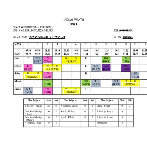 Jadual waktu | DOCX