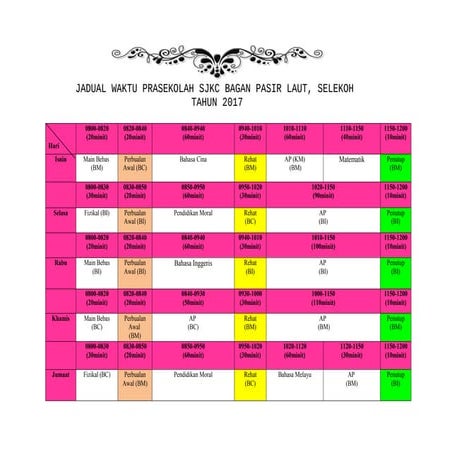 Jadual waktu | DOC