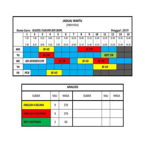 Jadual waktu 2019 (01.02.19) | DOCX