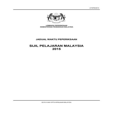 Jadual Waktu SPM 2017 | PDF