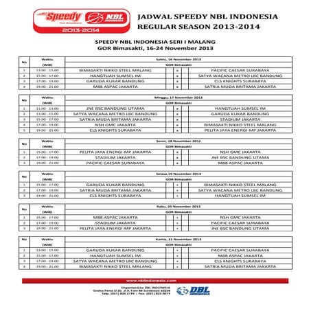 Jadwal speedy nbl indonesia-2013-2014-reguler-season | PDF