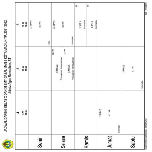 Jadwal daring mazroo | PDF