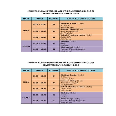 Jadwal kuliah | PDF