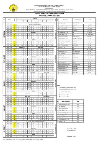 Jadwal Pelajaran SMP Putra I | PDF