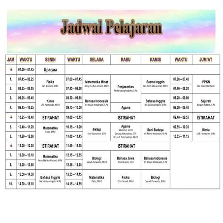 Jadwal Pelajaran X Mipa 8C.docx