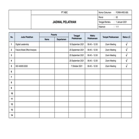 Jadwal Pelatihan.doc