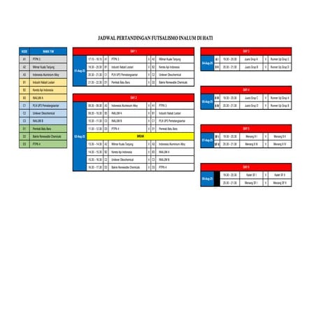 Ini contoh Jadwal Pertandingan Update futsal | PDF
