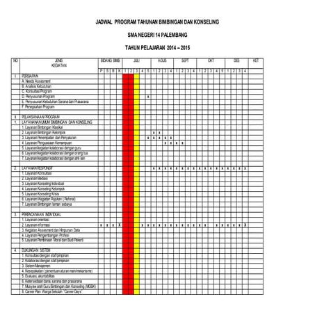Jadwal program tahunan bimbingan dan konselingg | DOCX