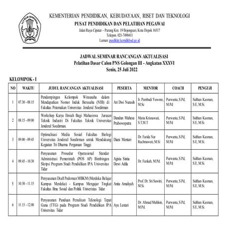 Jadwal Seminar RA Kel - 1.docx