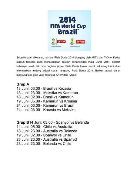 Jadwal siaran langsung piala dunia | PDF Jadwal siaran langsung piala dunia | PDF