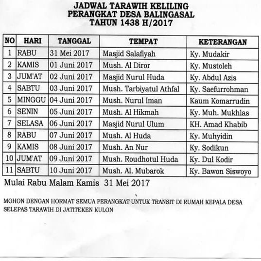 Jadwal tarling perangkat_desa | PDF