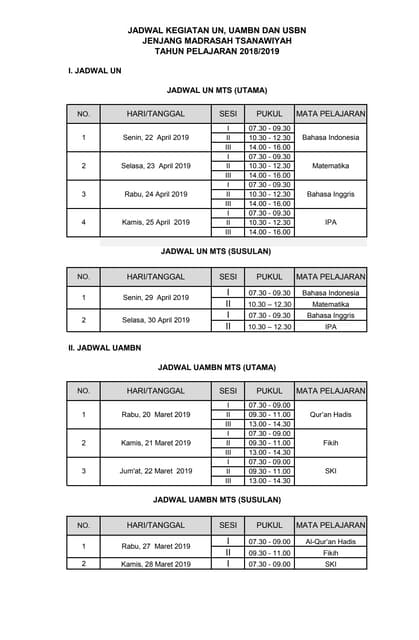Jadwal pas | PDF