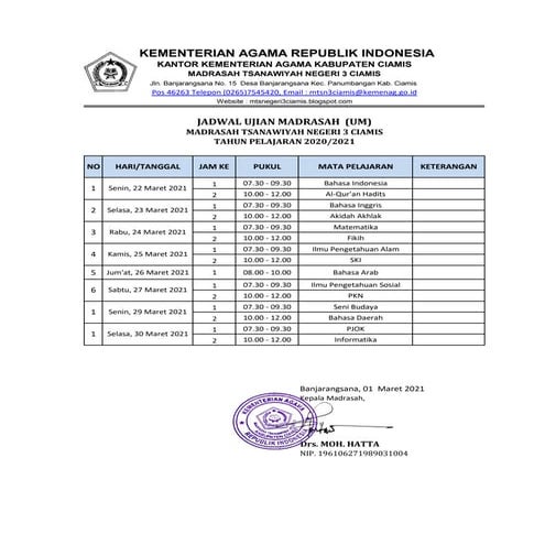 Jadwal um 2021 | PDF