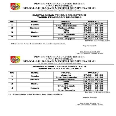 Jadwal uts | DOCX