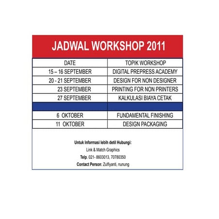 Jadwal workshop 2011 | PPT