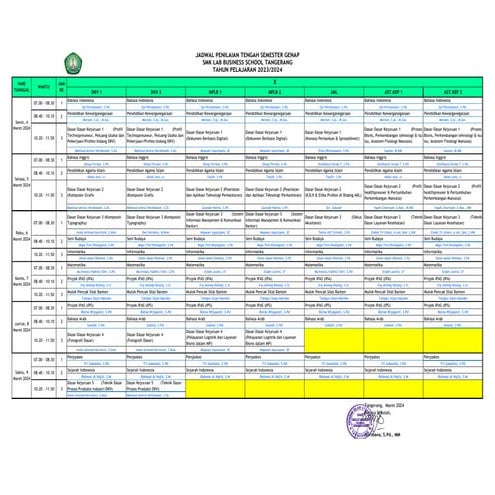 Jadwal PTS Genap Kelas X Tahun Pelajar 2023 2024 Format PDF | PDF