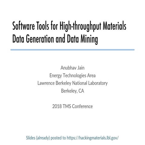 Nano266 Lecture 12 High Throughput Computational Materials Design