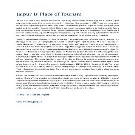 Jaipur tourism | DOCX