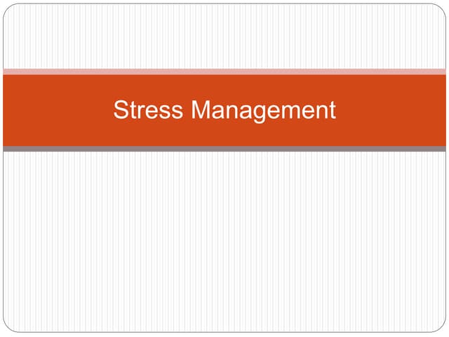 Stress Management for teachers | PPT