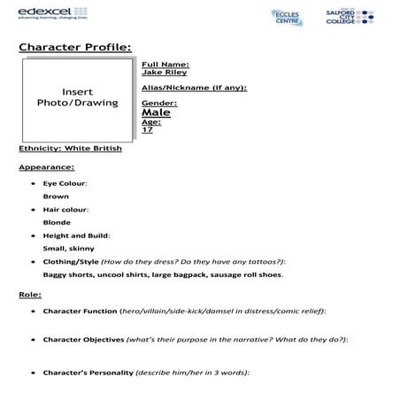 Jake Character Profile | DOCX