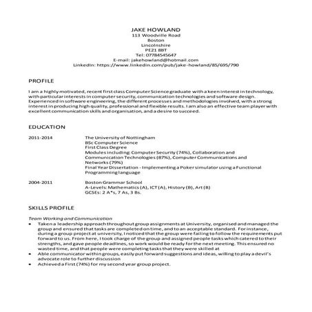 Jake howland CV | DOCX | Computer Software and Applications | Computing
