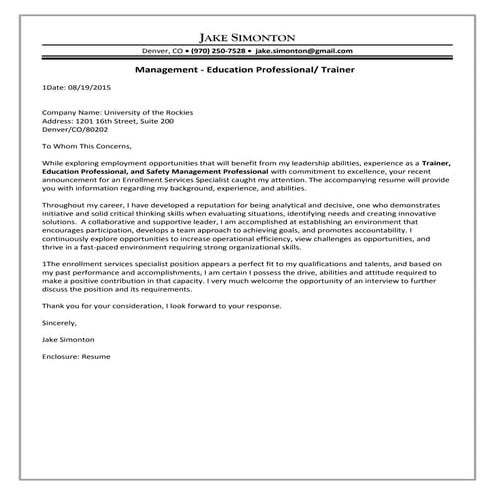 Jake simonton 2015 professional cover letter | DOC