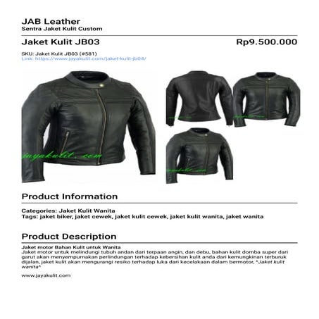 Jaket Kulit JB03 II Jaket Kulit Garut Bahan Kulit domba Super | PDF