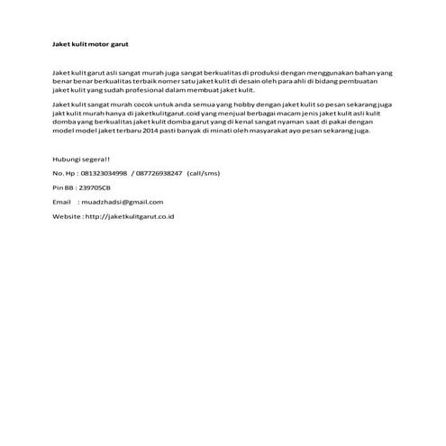 Jaket kulit motor garut | DOCX