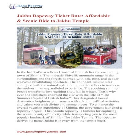 Jakhu Ropeway Ticket Rate: Affordable & Scenic Ride to Jakhu Temple | PDF