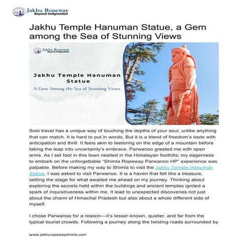 Jakhu Temple Hanuman Statue, a gem among the sea of stunning views | PDF