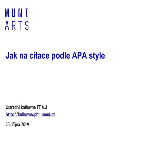 Jak na citace podle APA Style | PPT