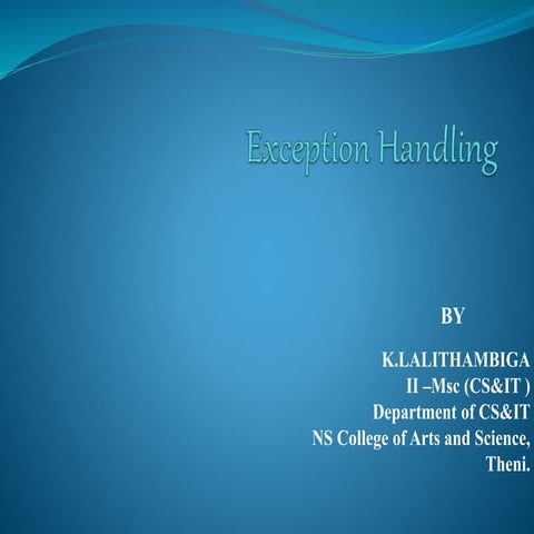 Exception Handling In Java Pptx Programming Languages Computing