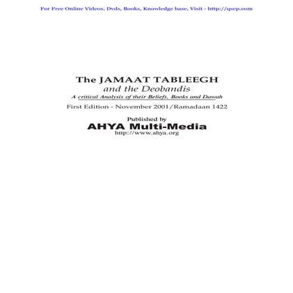 Jamaat Tableegh and Deobandis -A critical analysis | PDF