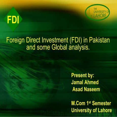 FDI in Pakistan | PPT