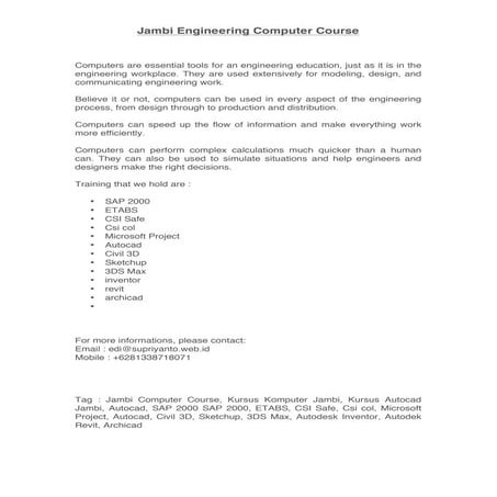 Bali Engineering Computer Course Pdf