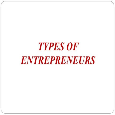 Types Of Entrepreneurs | PPTX