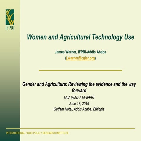 Women and Agricultural Technology Use | PPTX