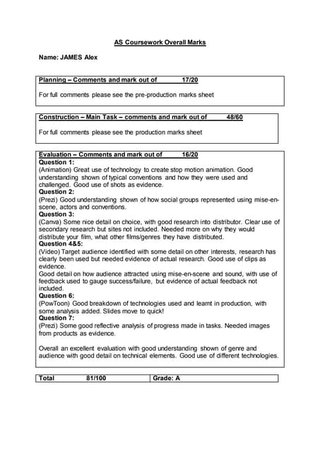 Production Feedback Sheet | DOCX