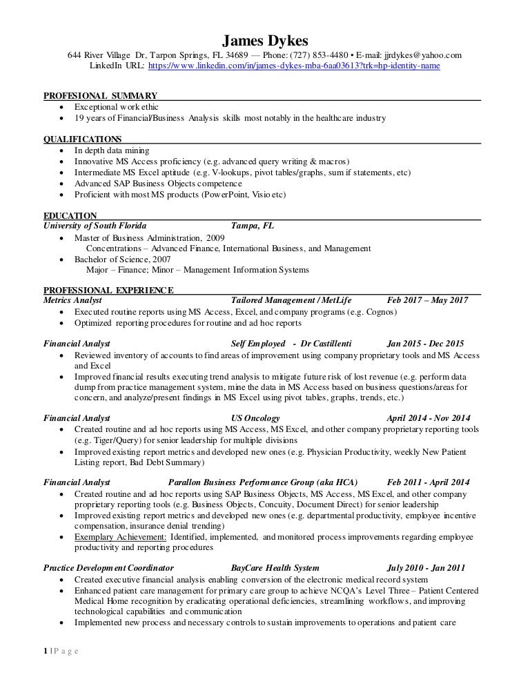 James dykes resume met life