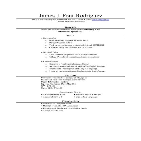 James Font Resume 2014 | PDF