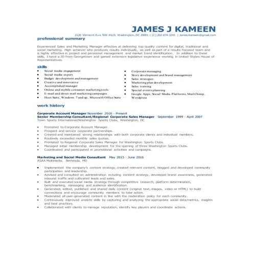 James J Kameen resume 2017 | DOCX