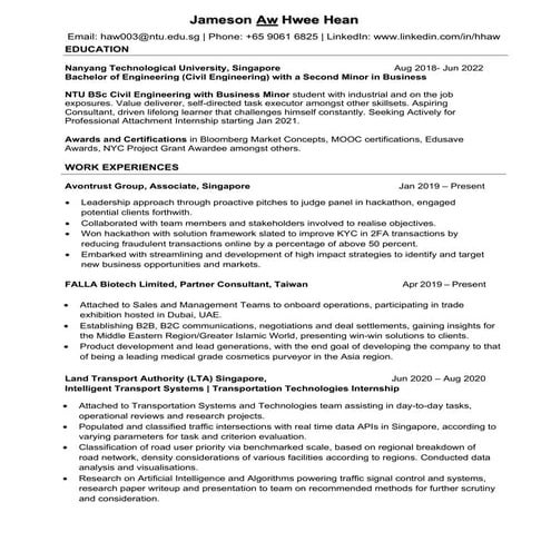 Jameson Aw's Resume | PDF
