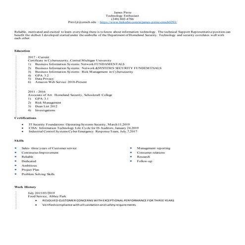 James pirrie resume 2.1 | PDF
