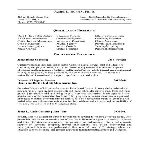 James ruffin resume 2014 | DOC