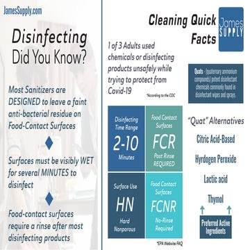 James supply Cleaning & Disinfecting Quick Facts | PDF