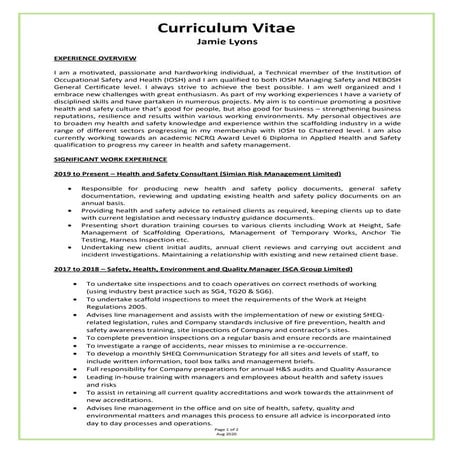 Jamie Lyons CV (08 20) | PDF