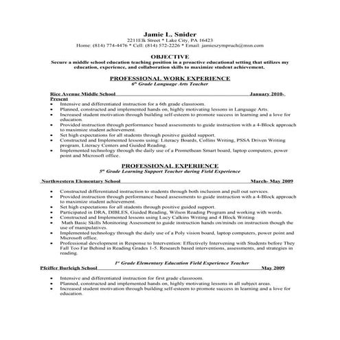Teacher Resume Samples .pdf