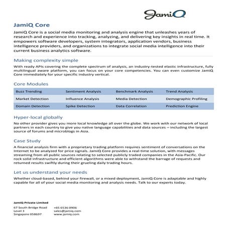 JamiQ Core Brochure | PDF