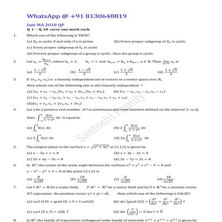 Linear Algebra Previous Year Questions Of Csir Net Mathematical Scien