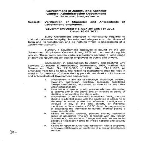 Jammu and-kashmir-government-order-400729 | PDF
